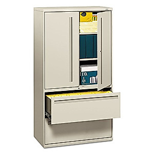 HON 785LSQ 700 Series Lateral File w/Storage Cabinet, 36w x 18d x 64.25h, Light Gray