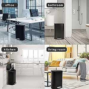 Kitchen Trash Can with Lid, Foot Pedal, Inner Bucket Step Garbage Can, Fingerprint-Proof Stainless Steel, Quiet-Close Lid, 50 Liter / 13 Gallon Dog Proof