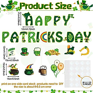 68 Pcs St. Patrick's Day Classroom Bulletin Border Decoration Shamrock Cutouts Gold Cutouts Hat Beer Mug Cutouts Happy St. Patrick's Day Cutouts for St. Patrick's Classroom Wall Decor (Fresh Shamrock)
