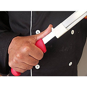 Ham Carving Knife with Anti-accident Protection 12-Inch - Flexible Stainless Steal Ham Slicing Knife for Slicing Serrano, Ibérico Ham & Italian Prosciutto