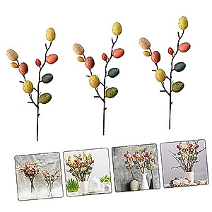 Abaodam 5 Egg Decoration Easter Flower Arrangement Egg Easter Egg Tree Branch DIY Crafts Egg Easter Picks with Pastel Easter Eggs Easter Egg Garland Easter Flowers Indoor Foam Forsythia