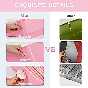 Zdada Rabbit Litter Box Large - Trainer Corner Litter Box for Bunny Ferret Chinchilla and Guinea Pig, Small Animal Litter Box(Pink 15.7" 11.4" 6.2")