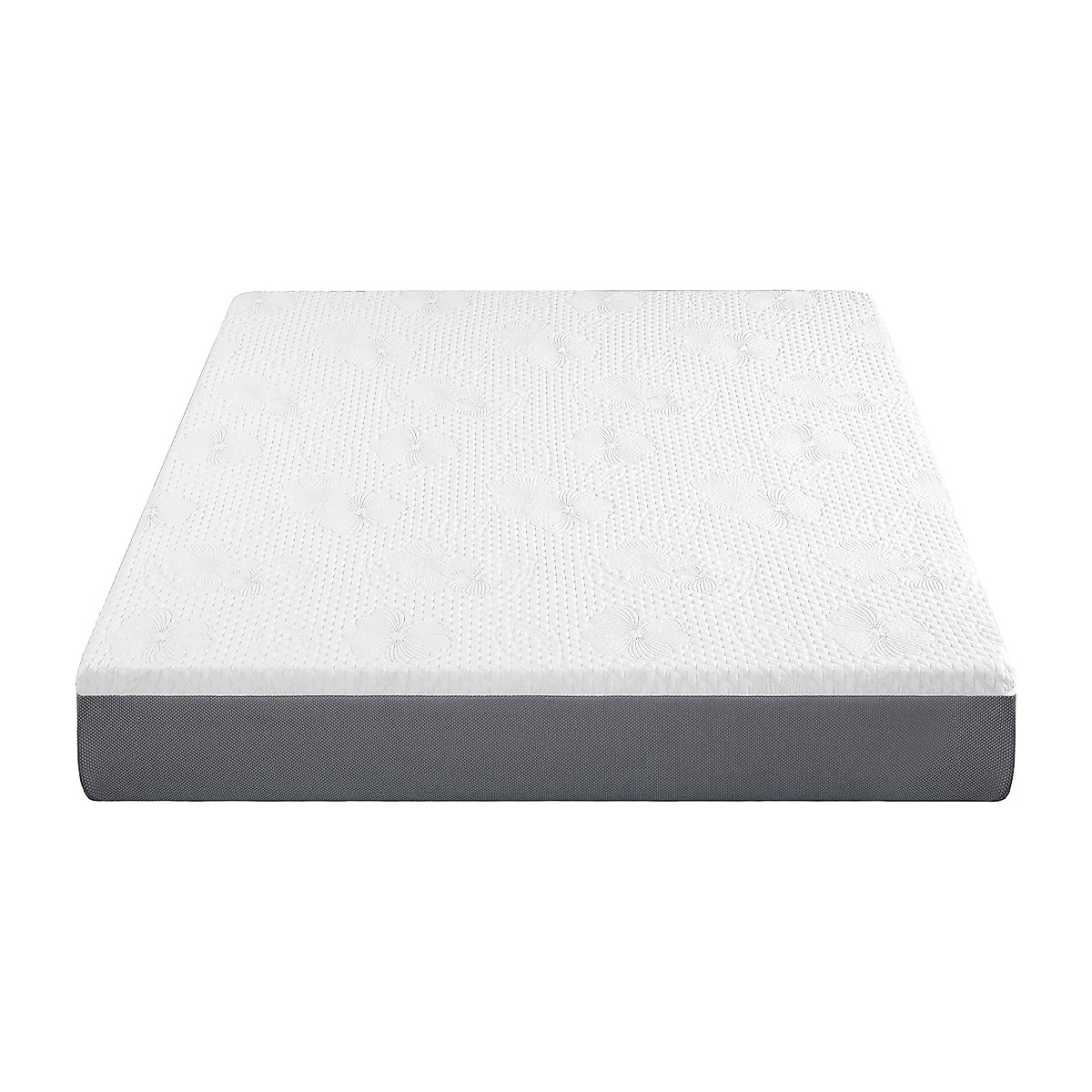 Olee Sleep 10 Inch Ventilated Gel Infused Memory Foam Mattress, CertiPUR-US® Certified, Gray, Twin