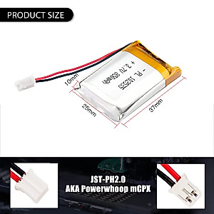 YDL 3.7V 850mAh 102535 Lipo Battery Rechargeable Lithium Polymer ion Battery Pack with PH2.0mm JST Connector