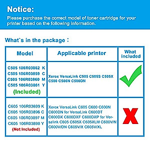LCL Remanufactured Toner Cartridge Replacement for Xerox VersaLink C505 C505S C505X C500 C500N C500DN 106R03862 106R03859 106R03860 106R03861 (4-Pack Black, Cyan,Magenta, Yellow)