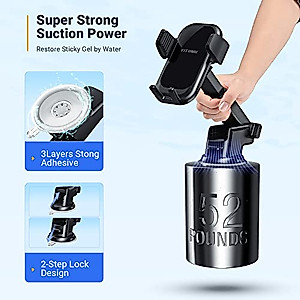 Car Phone Mount, [Thick Case & Big Phones Friendly] Air Vent Long Arm Suction Cup Phone Holder for Car Dashboard Windshield Universal Cell Phone Holder Compatible with All Mobile Phones