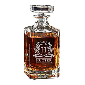 Custom Engraved Whiskey Decanter - Personalized with Cavalier Design