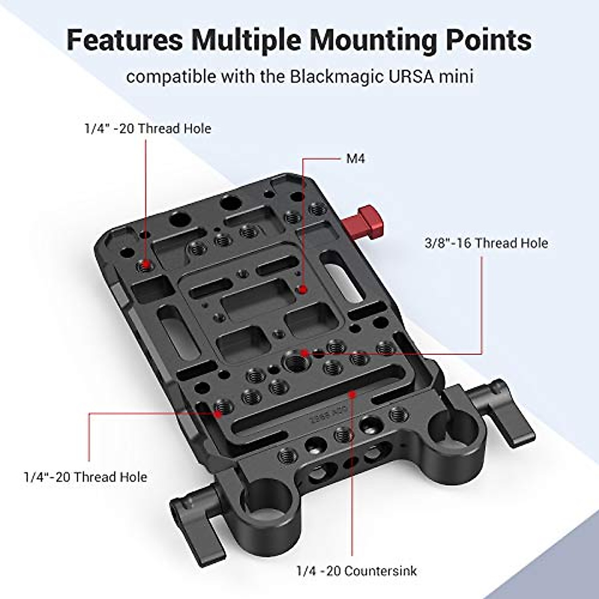 SmallRig V Mount Battery Plate, V-Lock Mount Battery Plate with Dual 15mm Rod Clamp for Camera Power Supply - 3016