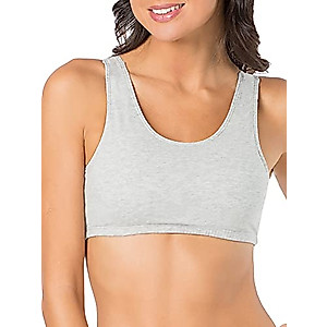 Fruit of the Loom Women's Built Up Tank Style Sports Bra Fashion Colors, Heather Blue/White/Heather Grey, 34
