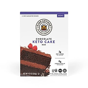 King Arthur Baking Keto Cake Mix, Chocolate, 2g Net Carbs 0g Added Sugar Per Serving, Low Carb & Keto Friendly, 9.25oz, White