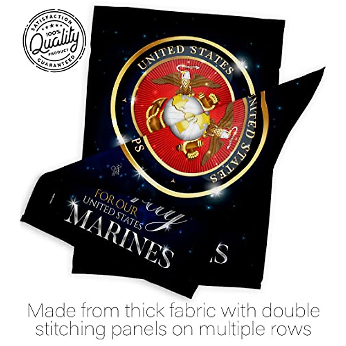 Breeze Decor Pray United Garden Flag Set with Stand Armed Forces Marine Corps USMC Semper Fi State American Military Veteran Retire Official House Yard Gift Double-Sided, Made in USA