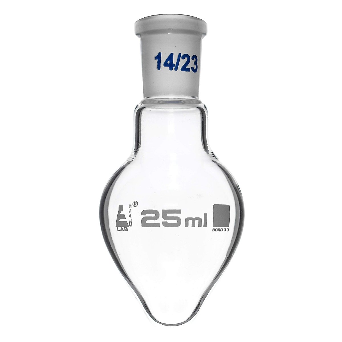 EISCO Boiling Flask, 10ml - 14/23 Interchangeable Joint Borosilicate Glass, Pear Shape Short Neck- Eisco Labs