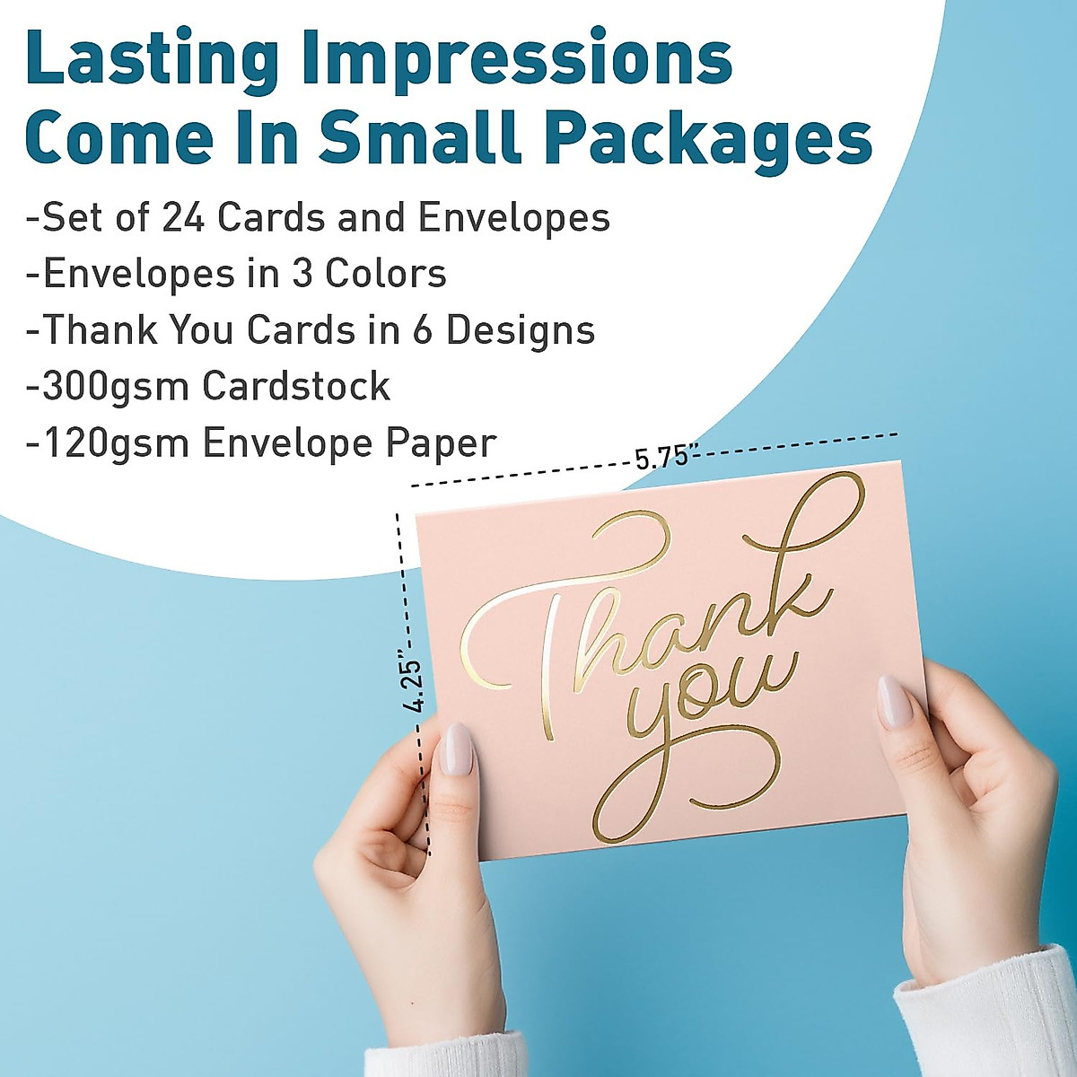 S&O Thank You Cards with Envelopes – 24 Colorful Notes