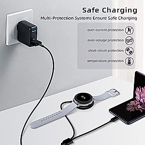 Watch Charger for Galaxy Watch 5 Pro/5/4/3/Active 2/1/Galaxy Watch, USB C Charging Cable Compatible for Samsung Galaxy S22/S21/S20/S10/Note 20/10/9/8 and More,5 ft 2 in 1 Charger Cable