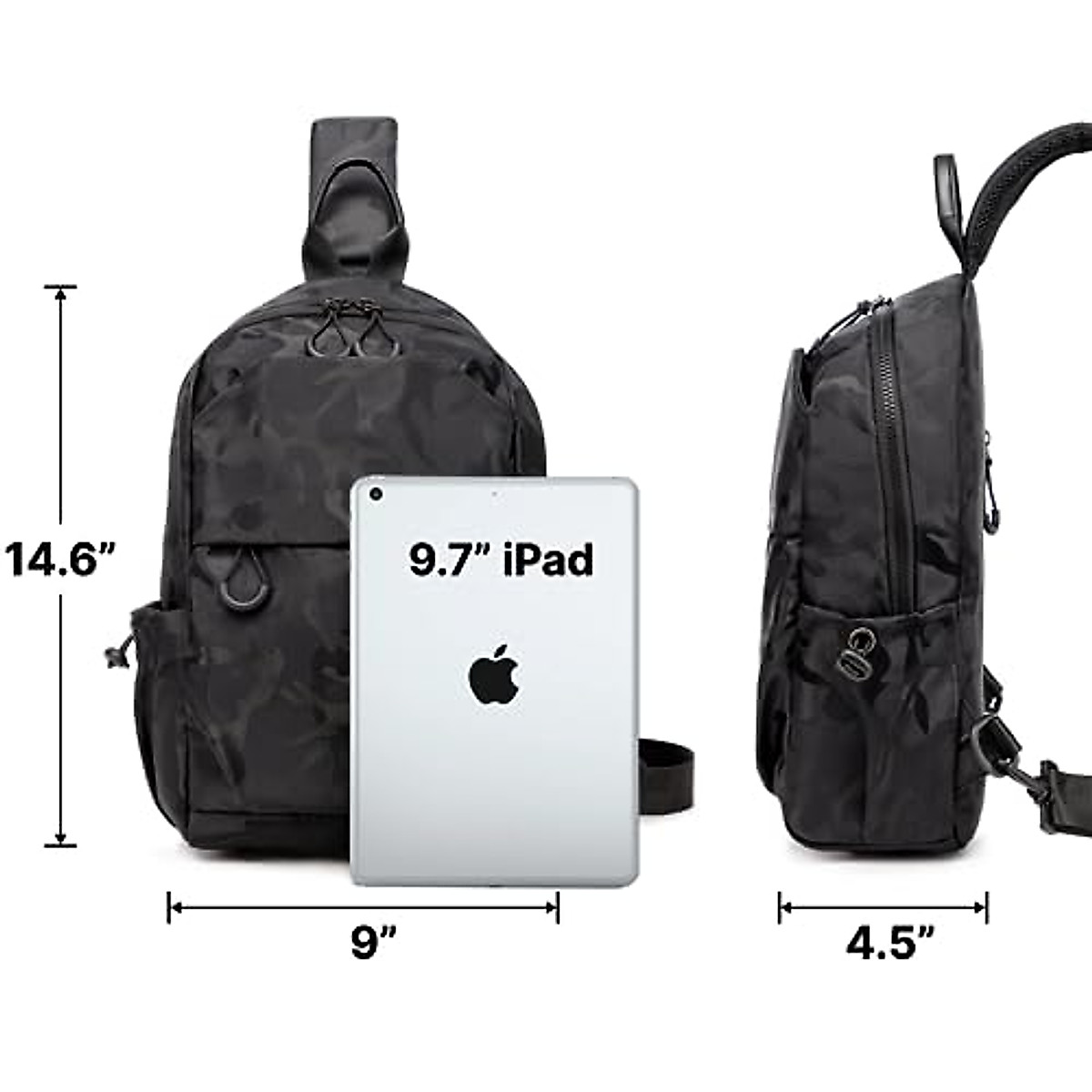 CANTLOR Men Small Sling Bag Crossbody Backpack Travel Daypacks Chest Pack Lightweight Outdoor Shoulder Bag One Strap (991801-Black camouflage)