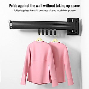 yaogohua Pull-Out Laundry Dryer, 3 Folding Clothes Drying Racks Wall Mounted, Easy to Install Design, Balcony, Mud Room, Bedroom, Pool (Black)