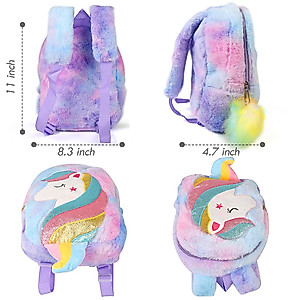Plush Unicorn Backpack,Mini Unicorn Backpack for Girls, Soft Lightweight Travel Bags for Girls,Purple