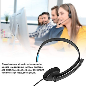 Call Center Headset, 3.5mm 360 Degree Rotating Earmuffs Retractable Headband MIC Service Call Center Headphone for Computers Phones Desktops PC Tablet Office Home