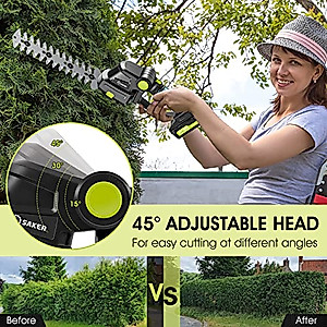 Saker Cordless Hedge Trimmer-20V Electric Shrub Trimmer Grass Shears Handheld Grass Cutter, Hedge Shear with 2 PCS Rechargeable Battery and Charger for Garden, Lawn