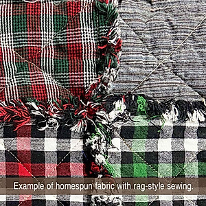 Mountain Lodge 5 Green Cotton Homespun Christmas Plaid Fabric by JCS - Sold by The Yard