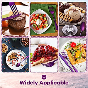 50 Pieces Purple Silverware Set Service for 10 Stainless Steel Flatware Set Metal Utensils Set Tableware Cutlery Set Including Knife Forks Spoons for Home Wedding Restaurant Table Dishwasher Safe