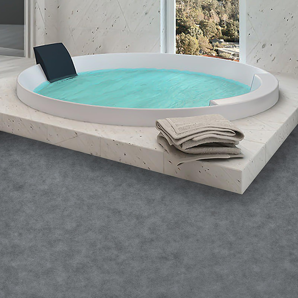 CheriMuMu 131.2 * 3.3ft Waterproof Membrane, Cuttable PE Fabric Shower Waterproof Roll Tile Floor Underlay Roll Membrane, Waterproof Thin Mortar Tile Membrane for Sauna Bathroom Kitchen Walls (Grey)