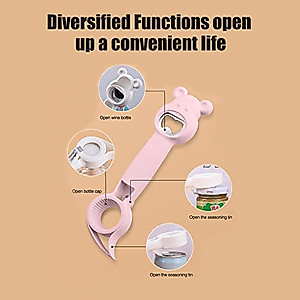 4 in 1 Multi Function Can Opener Bottle, Cute bear Opener for Elderly, Bar Tool Accessories for Jelly Jars, Wine, Beer and Othe（4pcs）