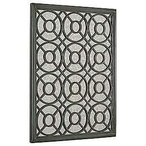 Amazon Brand – Stone & Beam Iron Latticework Decorative Hanging Mirror Wall Art, 39.4 Inch Height, Verdi Green
