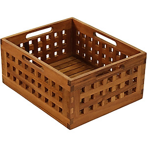 AquaTeak Grate Medium Size Teak Storage Bin