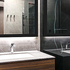 LONGKING Premium 10M Black Wood Grain Peel and Stick Mirror Border Wall Decal: Waterproof PVC Wallpaper Sticker for Kitchen & Bathroom, 393x4.2 in