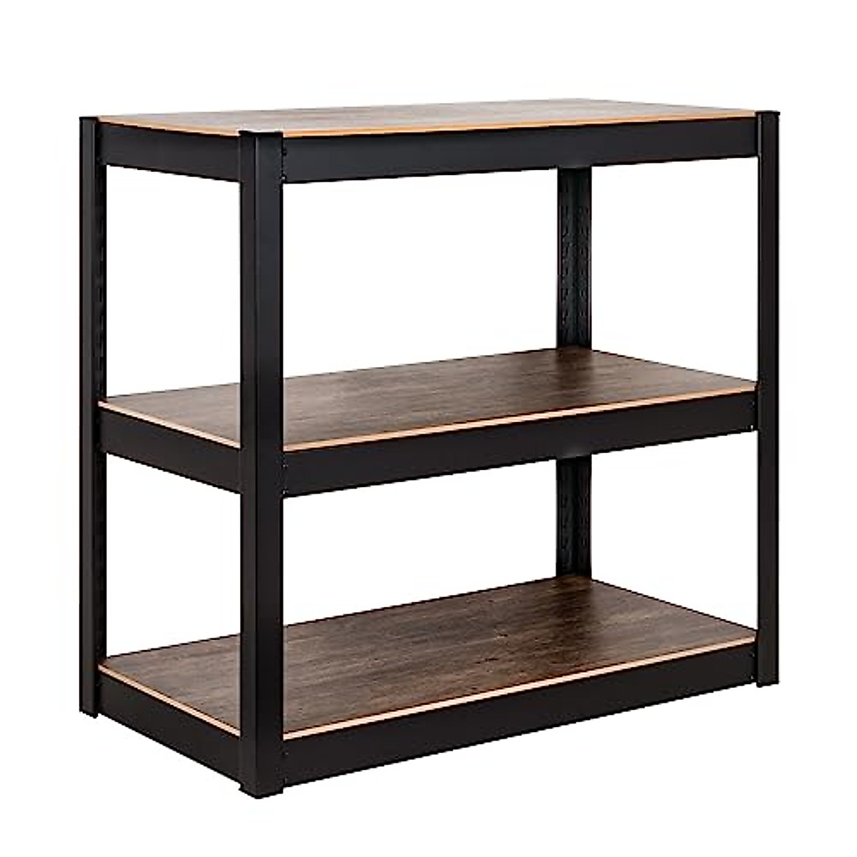 KEPSUUL Heavy Duty 2 Shelf Customizable Adjustable Tier Modular Short Metal Shelving and Multipurpose Storage Bookcase Room Divider for Garage, Kitchen, Bedroom 29.75" H – Black