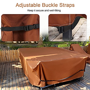 NettyPro Square Patio Table Cover 80 x 80 Inch, Waterproof 600D Heavy Duty Outdoor Furniture Covers for Dining Table and Chair Set, Brown