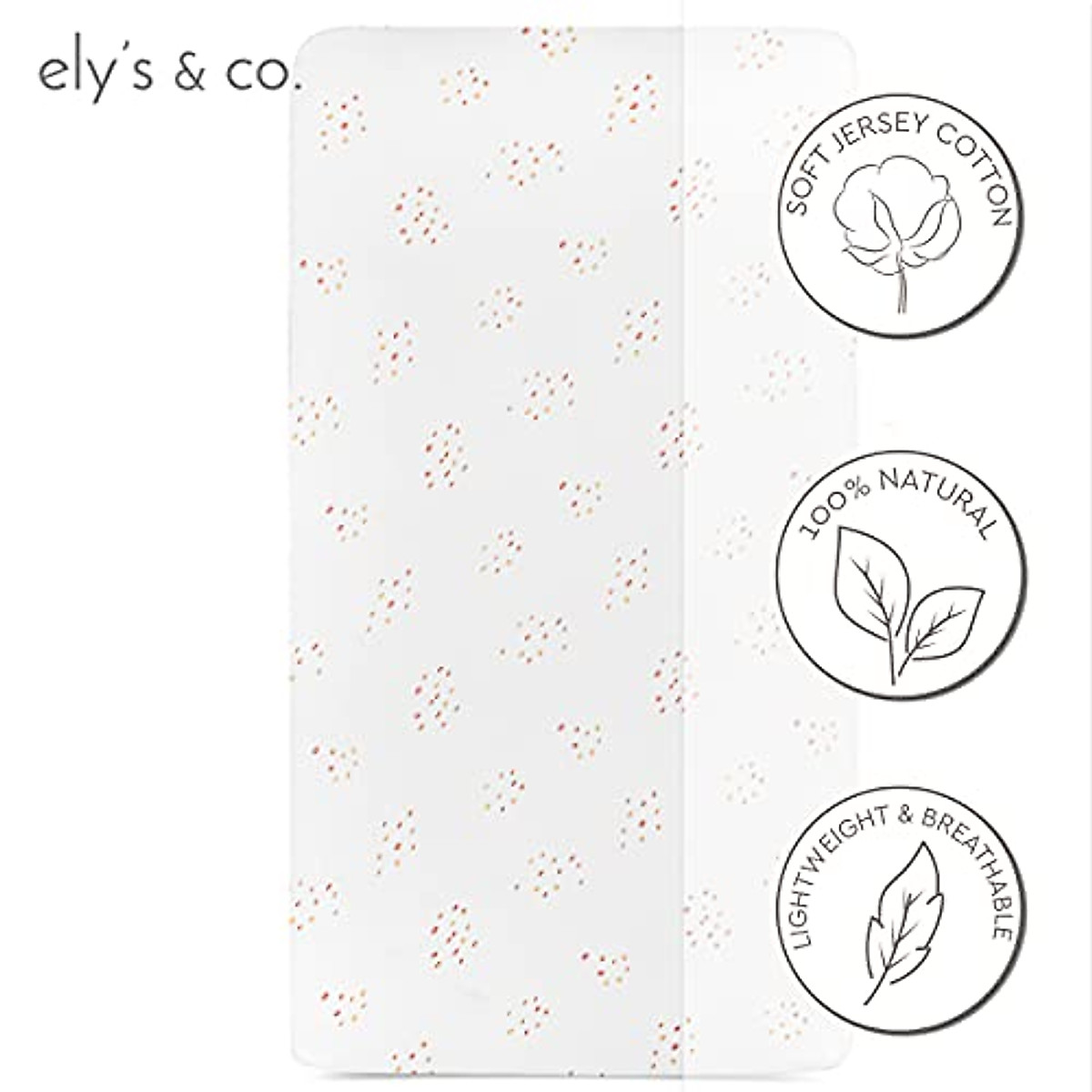Ely’s & Co. Crib Sheet 1-Pack Combed Jersey Cotton for Baby Girl — (Pink Raindrops)