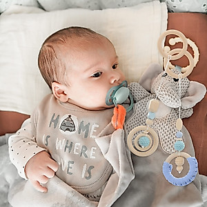 Toddmomy Teething Rings 4Pcs Baby Gym Wood Toys Wooden Hanging Toy Wood Activity Pendant Hanging Toy Dangling Teething Soother Sensory Toys Nursery Decor Montessori Play Gym