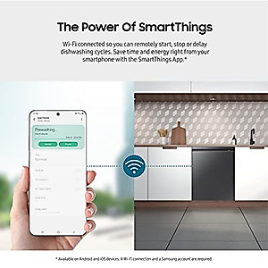 SAMSUNG Smart 44dBA Dishwasher w/ StormWash+, AutoRelease Door, Quiet Operation, 3 Dish Racks, Pre Blast Cycle, Energy Star Certified, DW80B6060UG/AA, Fingerprint Resistant Stainless Steel, Black