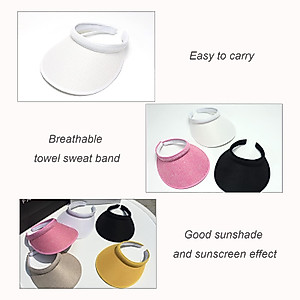 jecvxor Cloth Covered Slip-On Visor for Women, Adjustable Cap Sports Sun Visors for Men, Women's Clip On Golf/Tennis/Running Visor Hat (White)