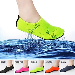 Water Sports Shoes Barefoot Quick-Dry Aqua Yoga Socks Slip-on Beach Swim Surf Shoes for Men Women Kids Orange L (Suitable Foot Size: 37-38yards)