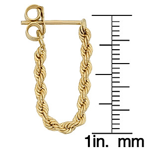 10k Yellow Gold Diamond-cut Rope Dangling Hoop Earrings