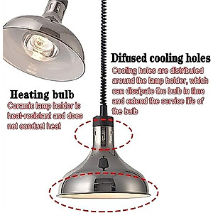 LINKANRUO Food Warmer Lamp Food Heat Lamp, Food Heat Lamp with 250W Bulb for Home and Commercial, Freestanding for Restaurant Kitchen Buffet Lamps