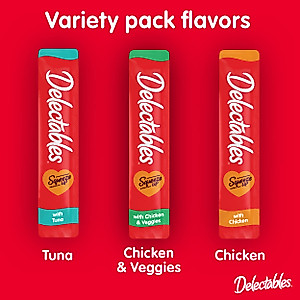 Delectables Squeeze Up Variety Pack, Creamy Squeezable Puree, Lickable Wet Cat Treats, Grain Free, No Added Fillers, No by-Products, No Added Preservatives, 0.5 Ounces Tube, 20 Tubes Total