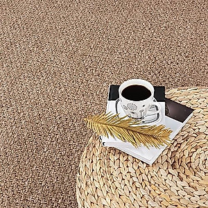 CAMILSON Easy Jute Rug 8x10, Indoor Outdoor Natural Color Farmhouse Area Rugs for Living Room Patio and Kitchen Rug, Solid Boho Woven Design, Easy-Cleaning, Washable Outside Carpet Alfombras (8 x 10)