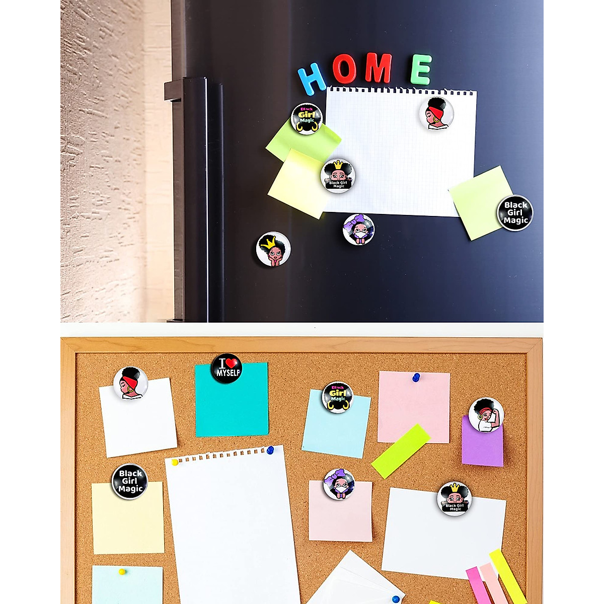 12 Pack Black Girl Magic Refrigerator Magnets-Funny Refrigerator Magnets-Whiteboard Decoration Magnet-Locker Magnets Cute Refrigerator Magnet, Kitchen Classroom and Office