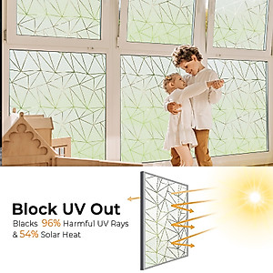 Coavas Window Privacy Film, Frosted Glass Static Cling, Decorative for Bathroom Door Covering, UV Blocking Window Cling, Non-Adhesive Vinyl Sticker, Day and Night Windows Tint for Home,17.5x78.7 inch