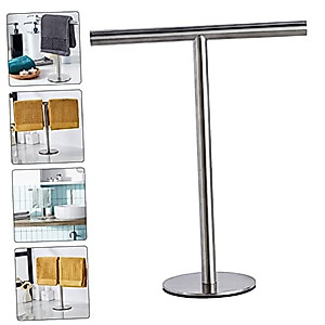 Zerodeko Stainless Steel Towel Bar Towel Hooks Washcloths Hand Towel Stand T-Shape Towel Rack Countertop Towel Stand Watch Rack Standing Towel Storage Holder Balanced Base Towel Holder Pole