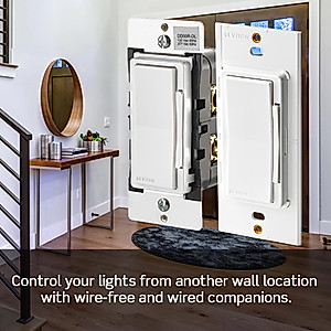 Leviton D26HD-2RW Decora Smart Wi-Fi Dimmer (2nd Gen), Works with Hey Google, Alexa, Apple HomeKit/Siri, and Anywhere Companions, No Hub Required, Neutral Wire Required, White