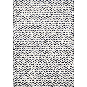 nuLOOM Cuellar Chevron Shag Area Rug, 8' 10" x 12', Navy