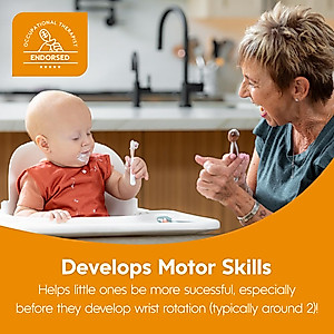 NumNum Baby Spoons Set, Feeding Littles x Silicone Pre-Spoon GOOtensils for Kids Aged 6+ Months - First Stage, Baby Led Weaning (BLW), Teething Spoon - Toddler Utensils - 3 Spoons, Neutrals