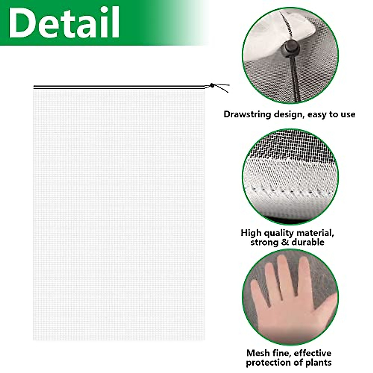 Alpurple 2PCS Insect Bird Barrier Netting Mesh with Drawstring-3.2 x 4.9 ft Garden Bug Netting Plant Cover-Fruit Tree Net for Protect Plant Fruits Citrus Flower from Insect Bird Eating