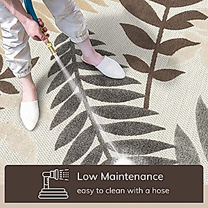 Well Woven Mariah Ivory Oriental Medallion Indoor/Outdoor High-Low Pile Area Rug 5'3" x 7'3"