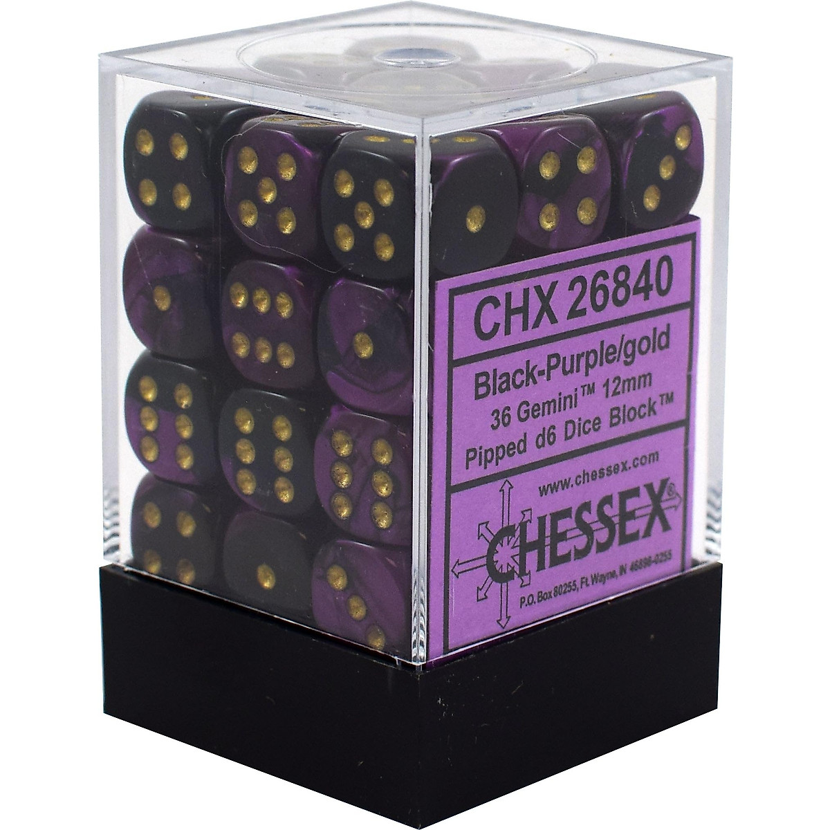 Chessex DND Dice Set- D&D Dice-12mm Gemini Black, Purple, and Gold Polyhedral Dice Set-Dungeons and Dragons Dice Includes 36 Dice – D6, Various, (CHX26840)